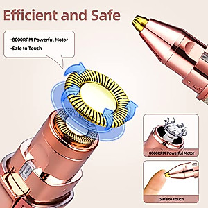 Women's Facial Eyebrow Trimmer, CkeyiN 2 in 1 USB Rechargeable Painless-Precision Eyebrow Remover Eyebrow Razor Tool with Built-in LED Light Facial Trimmer for Nose, Lips, Body