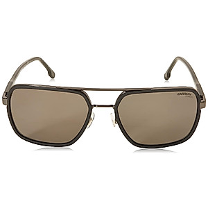 Carrera Men's 256/S Rectangular Sunglasses, Black/Polarized Gray, 58mm, 18mm