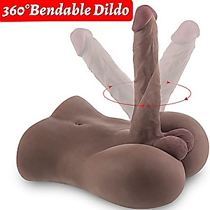 Male Sex Doll with Flexible Dildo Realistic Huge Cock, Black Men Sex Dolls for Women, Male Sex Doll Torso Tight Anal Hole 8in Cock for Female Masturbation, Unisex Masturbator Toy for Gay Couple 7lb