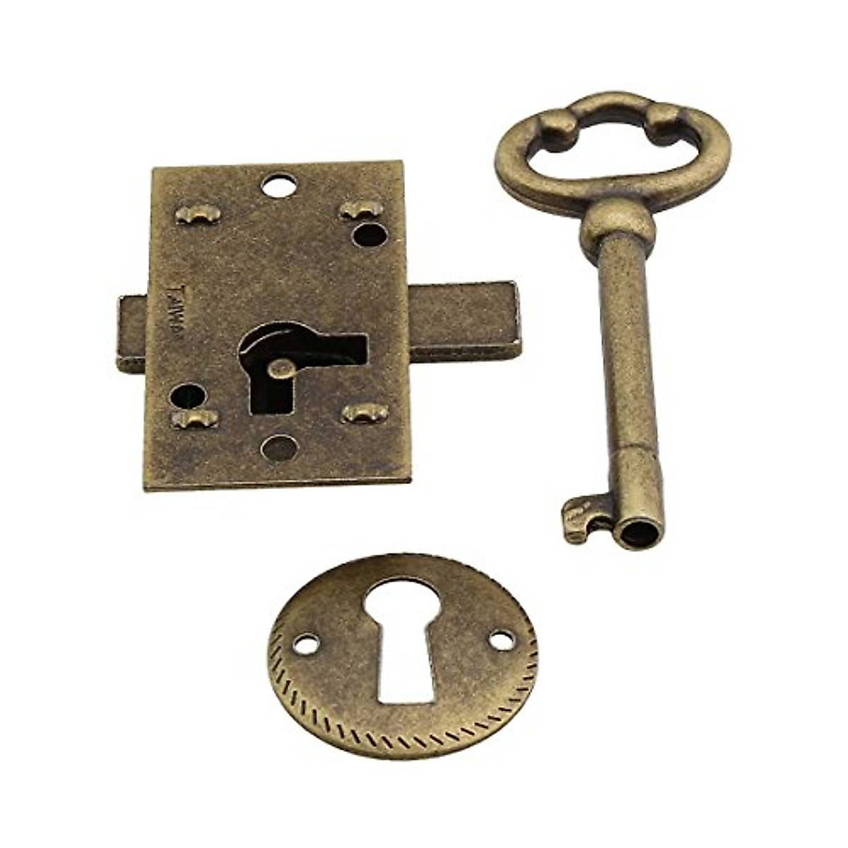 Small Brass Plated Non-Mortise Cabinet Lock in Antique Brass