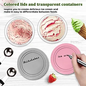 TKLIFE 16oz Cups containers,Extra Replacement Pints and Lids,storage container Compatible with Ninja Creami NC299 NC300 Series Creami Ice Cream Makers,Dishwasher Safe，Leak Proof Lids - 4 Pack