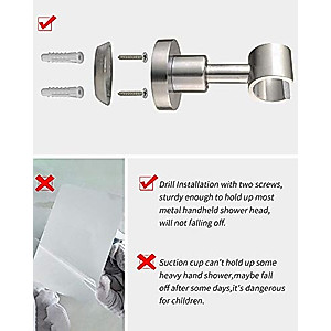 PHASAT Handheld Shower Head Holder Adjustable 304 Stainless Steel Handheld Shower Head Bracket Holder Wall Mount,Shower Wand Holder Brushed Nickel,A13021N