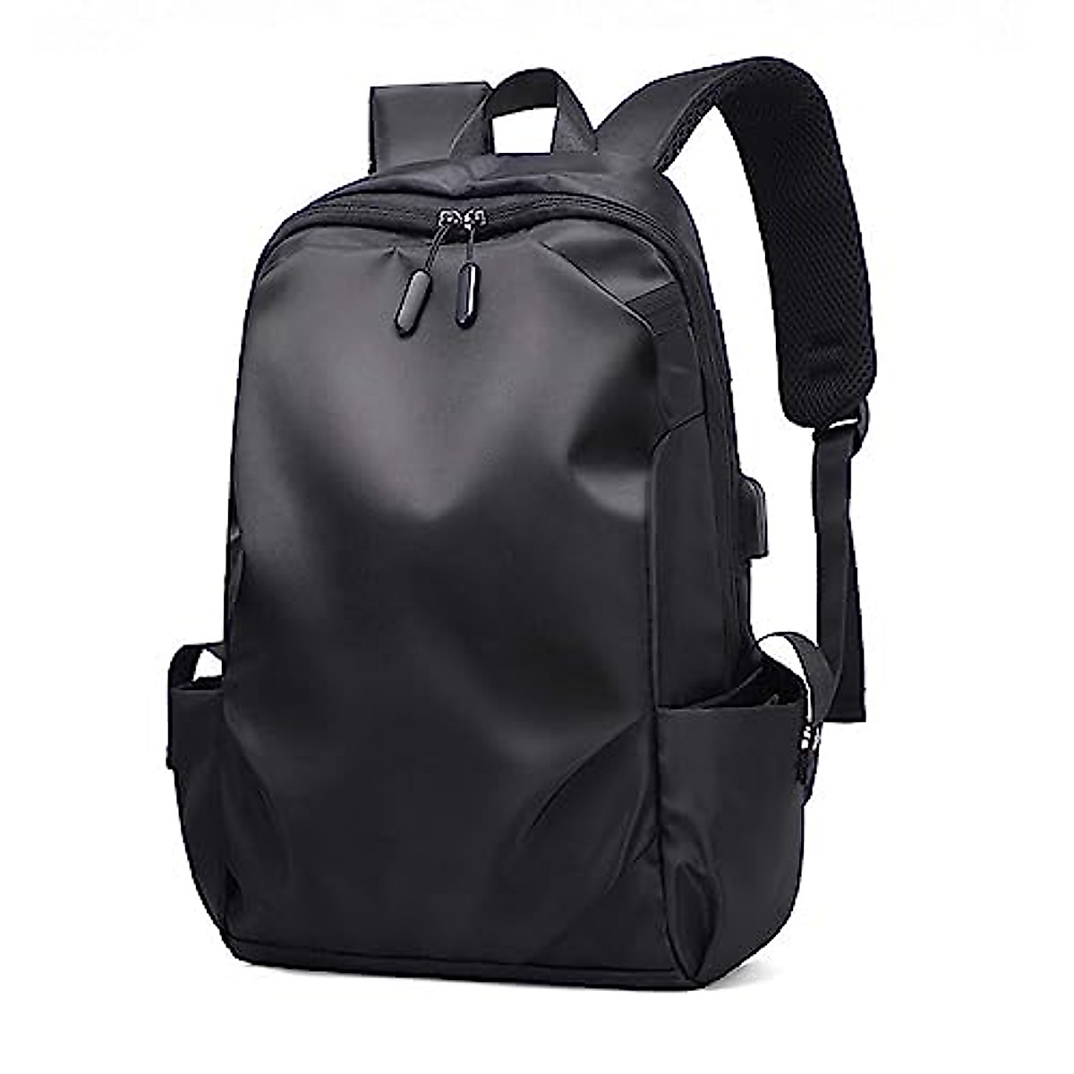 Ellymi Backpack Fashion New Pattern Simple Solid Color Large Capacity Practical Computer Bag Travel Leather (Black, One Size)