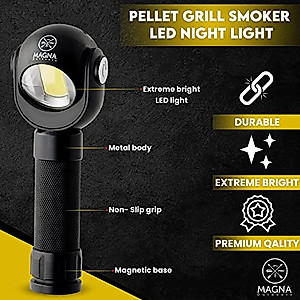 Pellet Grill Smoker LED Night Light - A 2-in-1 Light With a Magnetic Base That Attaches to The Front Shelf of Pellet Smokers or Blackstone Griddles to Illuminate Grilling Area at Night