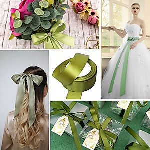 2 inch Light Olive Ribbon Satin Double Face Ribbons for Gift Wrapping Party Decoration Floral Arrangement Silk Ribbon for Wedding Decor Ribbon Light Olive Solid Ribbon Roll 2 in x 25 Yards