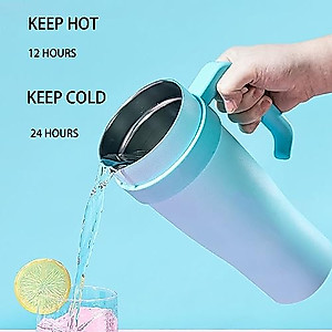 MINGHYZYA 40oz Tumbler With Handle and Straw Lid, Stainless Steel Insulated Cups Reuseable Water Bottle Travel Cups Triple Wall Vacuum Tumbler Keep Hot and Cold (Gradient Yellow)…