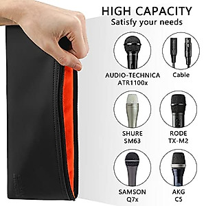 Geekria for Creators Microphone Zippered Pouch 3 Pack Compatible with Shure SM86, PGA48, PGA58, Audio-Technica ATR1100x, ATR1200x, TONOR TW-820, RODE Podcaster Travel Protective Bag (Size L)