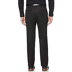 Perry Ellis Portfolio Men's Performance Dress Pant, Modern Fit, Non-Iron, Flat Front Stretch (Waist Size 30 - 42), Black, 38W x 30L