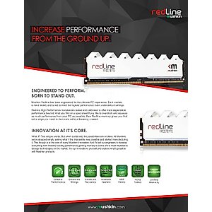 Mushkin Redline White - DDR4 UDIMM - 64GB (2x32GB) 3200MHz CL-14-288-pin1.4V Desktop Ram - Non-ECC - Dual Channel - FROSTBYTE Heatsink (MRD4U320EJJP32GX2)