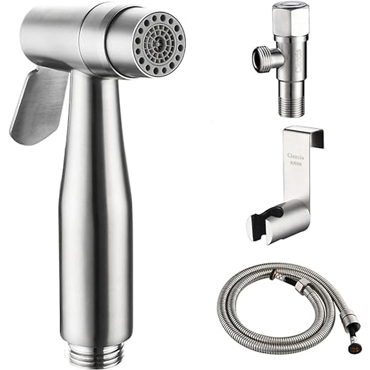 Toilet Shower Kit 2 Functions Supercharge Handheld Bidet Sprayer 304 Stainless Steel Hand Shower Brushed Bidet Toilet Sprayer Suitable for Bathroom
