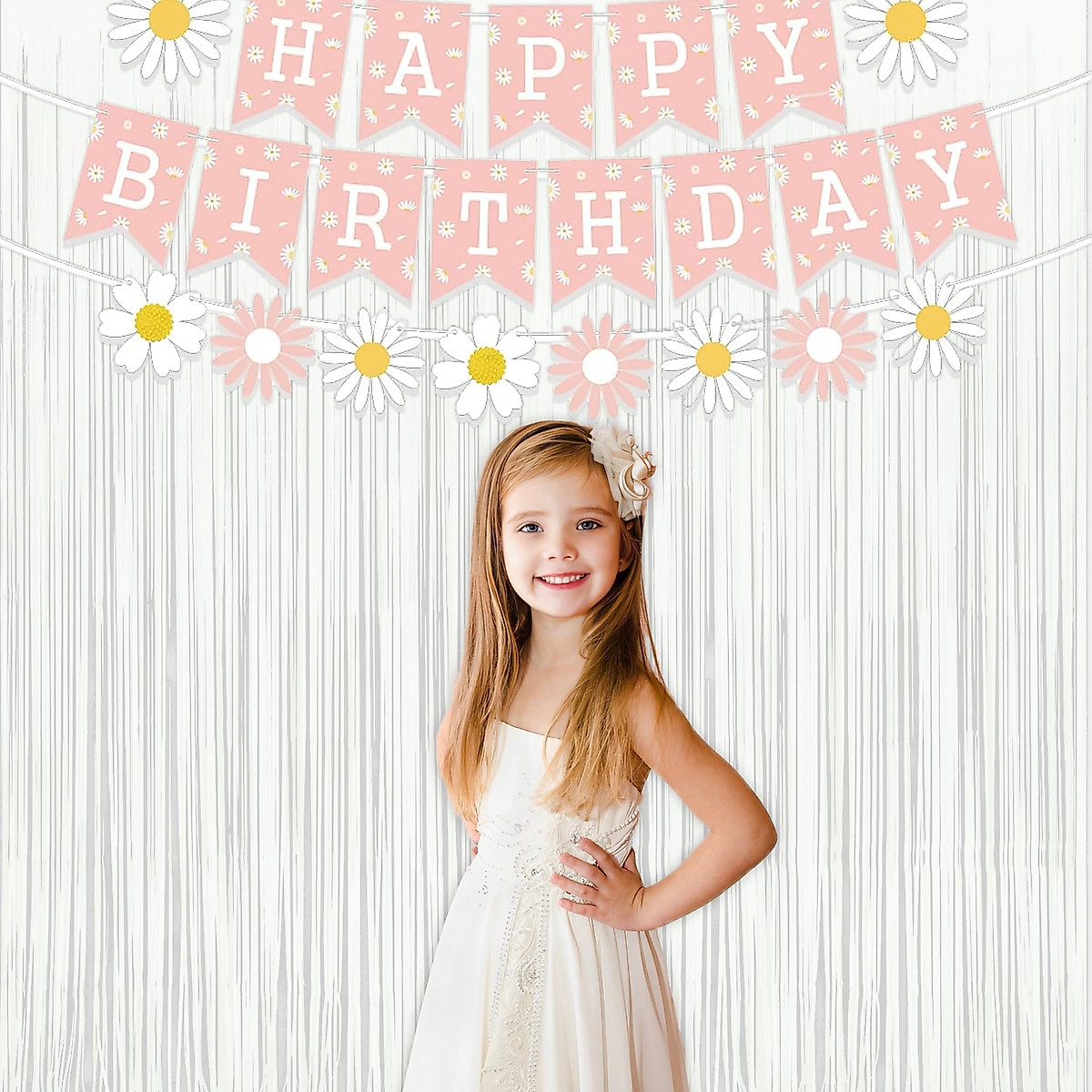 White Party Streamers Decoration - GREATRIL Foil Fringe Backdrop for Daisy Groovy Birthdays/Anniversary/Graduations/Bridal Shower/Cocktail/Prom/Gala - 3.2ft X 8.2ft - 2 Packs