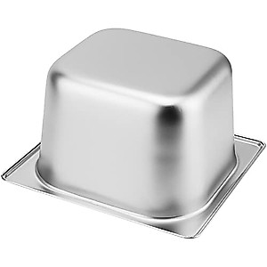 SINJEUN 8 Pack 1/6 Size x 4 Inch Deep Steam Table Pans, Stainless Steel Steam Pan Catering Food Pan for Restaurant, Hotel, Catering, Silver