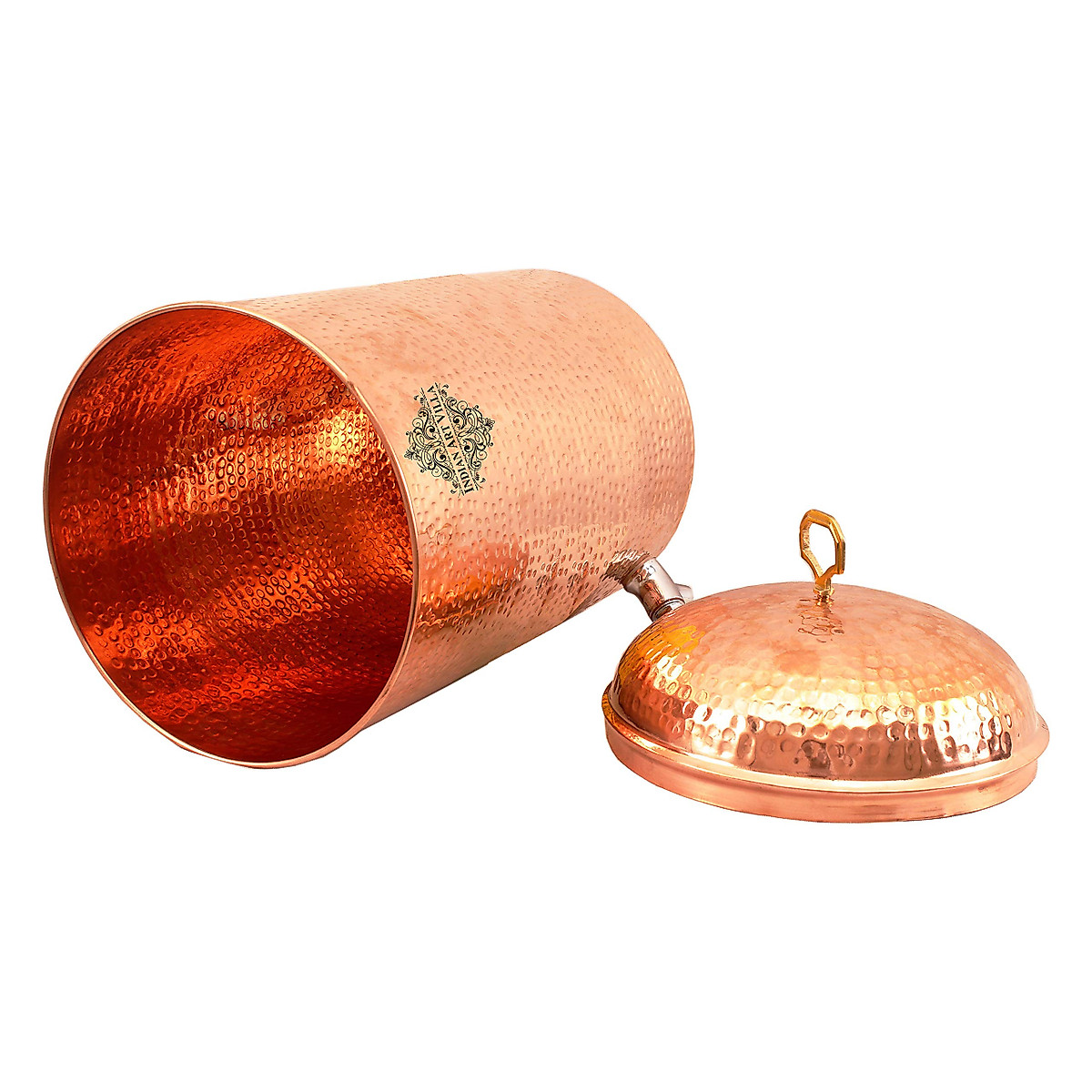 Indian Art Villa Hammered Copper Dispenser Container Pot Tank Matka, Storage Water,406 OZ