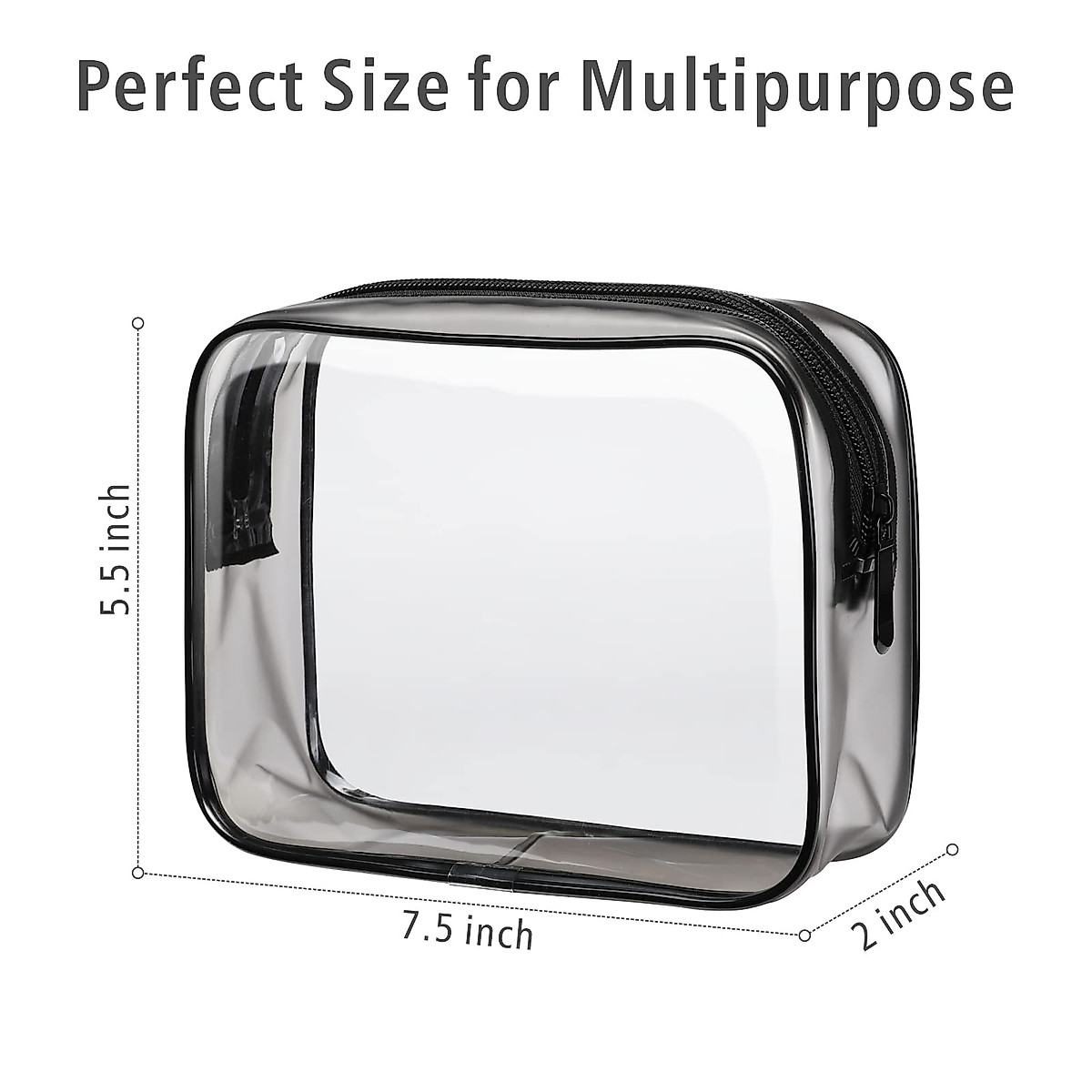 PACKISM Clear Toiletry Bag - 3 Pack TSA Approved Toiletry Bag Quart Size Bag, Travel Makeup Cosmetic Bag for Women, Carry on Airport Airline Compliant Bag, Black