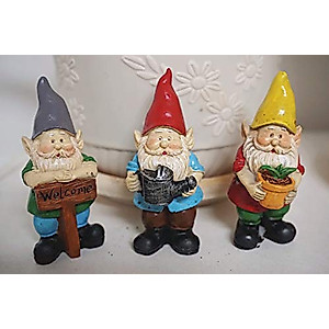 MUAMAX Miniature Gnome Figurines Set of 3 Small Gnomes Sets for Fairy Gardens Gnomes Gifts Gnome Garden Accessories