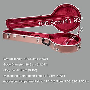 Crossrock ABS Molded Hardshell Case for 5-String Resonator, Gibson Tenor Banjo, Backpack Style(CRA861BJBL)