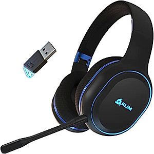 KLIM Lynx - New 2023 - Wireless Gaming Headset PS4 PS5 Switch PC - Long Lasting Battery + Ultra Low Latency + 3D Vibrations + RGB - Lightweight Wireless Gaming Headphones with Mic