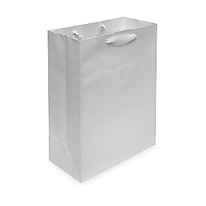 Prime Line Packaging 10x5x13 50 Pack White Gift Bags with Handles Bulk, Medium Kraft Paper Bags for Boutique, Shopping, Wedding, Birthday Gift Wrap