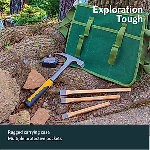 Rock Hammer Mining Kit, Rockhounding Geology Tools Musette Bag Chisels Rock Pick Hammer