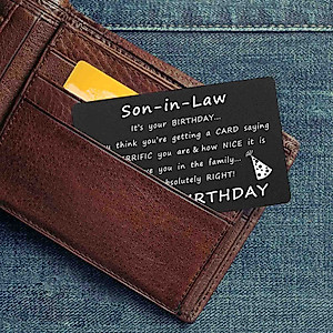 TGCNQ Son-in-law Birthday Gifts Son in law Birthday Card - Engraved Wallet Card, Happy Birthday to Son in law