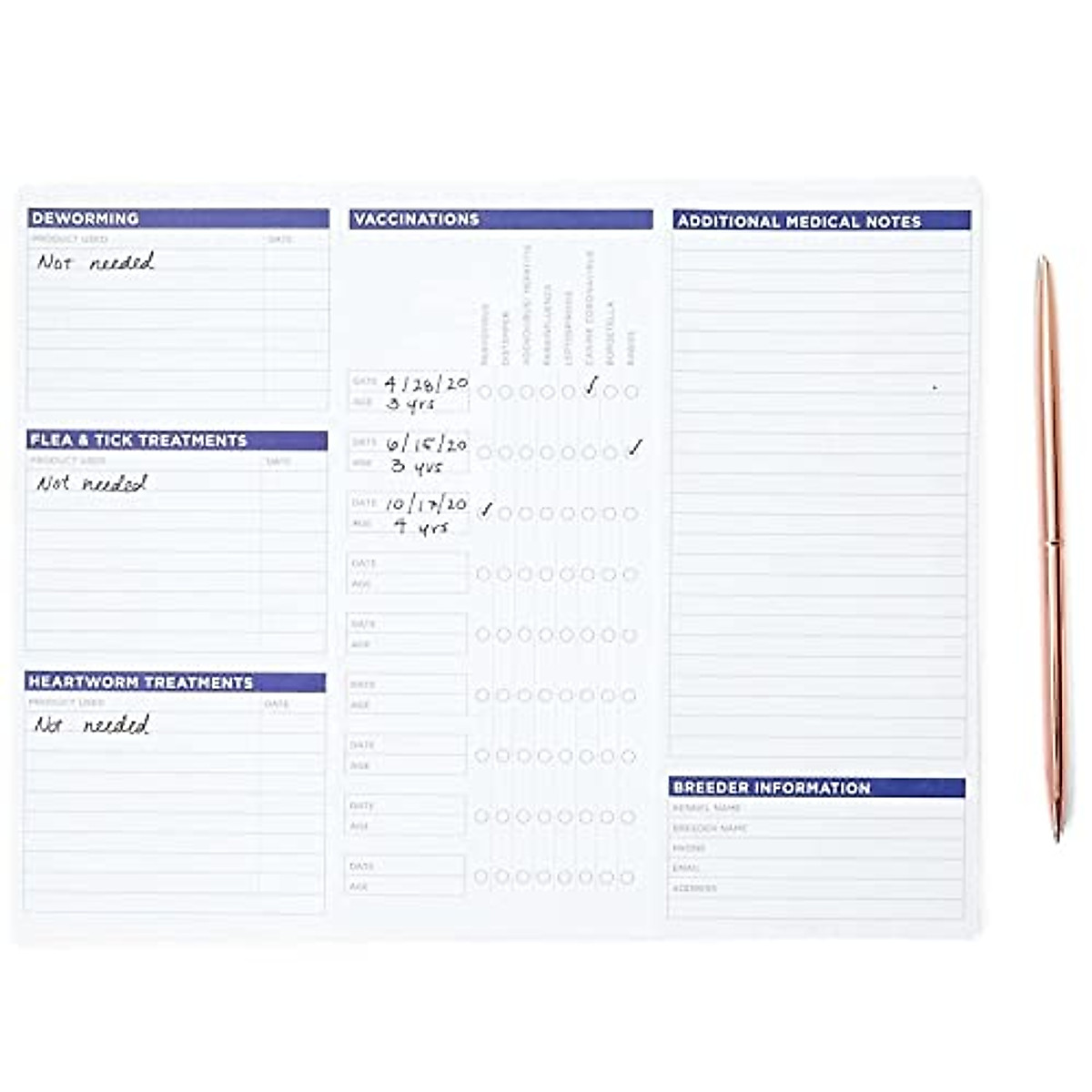 Okuna Outpost 60 Pack Puppy Vaccination Record Cards, Dog Vaccine and Canine Health Record Booklets, Tri-Fold (8.5 x 11 in)