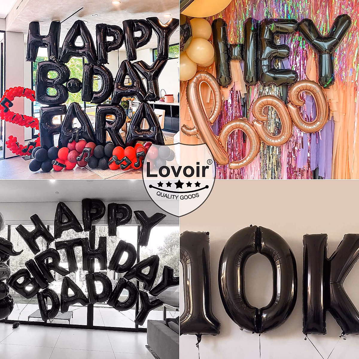 Lovoir 40 Inch Large Black Letter C Balloons Big Size Jumbo Mylar Foil Helium Balloon for Birthday Party Celebration Decorations Alphabet Black C