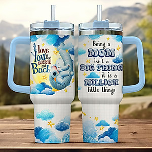 99OWL Mom Gifts, Women Cups Mama Funny Light Mothers Mother To Tumblers Cup Handle Day Navy Be Coffee Momma Blue, Being Mom Elephant, Tumbler 40 Oz With Handle Lid And Straw