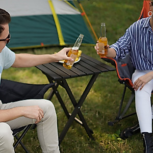 SUNNYFEEL Folding Camping Table - Lightweight Aluminum Portable Picnic Table, 18.5x18.5x24.5 Inch for Cooking, Beach, Hiking, Travel, Fishing, BBQ, Indoor Outdoor Small Foldable Camp Tables