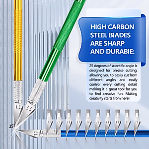 Baijuyi Exacto Knife Craft Knife, Stainless Steel Hobby Knife Set with 3 Exacto Knives+90 pcs Exacto Knife Blades for Precision Carving, DIY, Art, Cutting, Scrapbooking,Stencil.