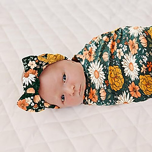 Konssy Baby Girl Newborn Receiving Blanket with Headband Set Baby Swaddle Nursery Swaddle Wrap