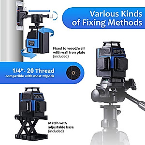 Laser Level Self Leveling - Jkaoclever 12 Lines 3x360° Laser Tool, 150FT Green Cross Line Lazer Level for Construction/Picture Hanging -Vertical/Horizontal Line, 2 Rechargeable Batteries, Wall Bracket