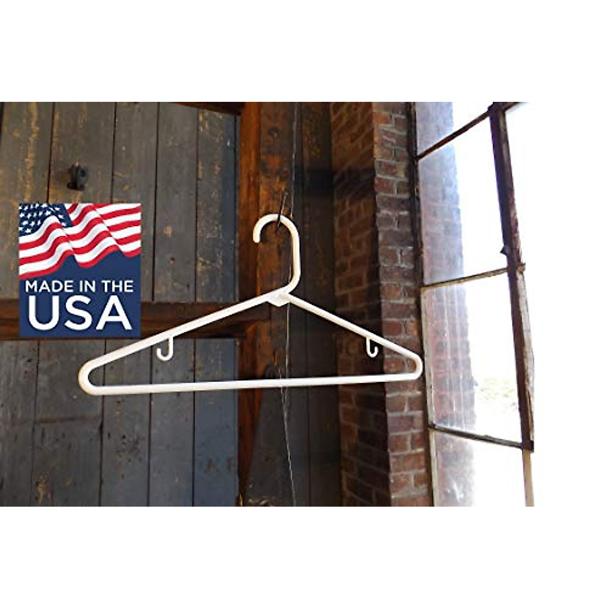 NAHANCO TBWHU, Plastic Tubular Hangers, Made in USA, White (Pack of 24)