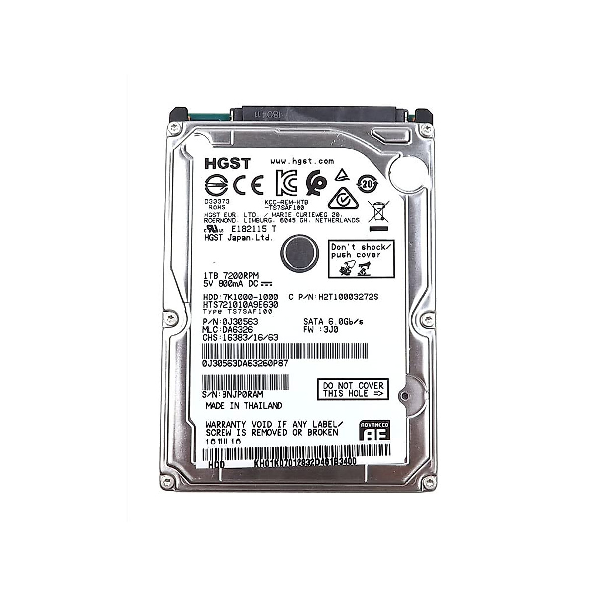 HGST Travelstar 7K1000 HTS721010A9E630 2.5 inch 1TB 7200RPM 32MB Cache SATA 3 6.0Gb/s 3V0 HDD Hard Disk Drive H2T10003272S 1 TB (Renewed)