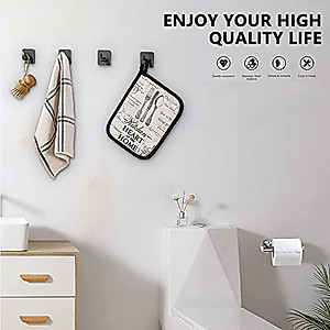 Lgowithyou Adhesive Hooks, Modern Matte Heavy Duty Waterproof Towel Hooks- 304 Stainless Steel Hooks for Hanging Coat, Hat, Robe, Stick on Wall Hooks for Bathroom & Kitchen- 4 Packs (Black)