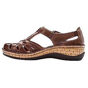 Propét Womens Jenna Cut-Out T-Strap Flats Casual - Brown - Size 8 2E