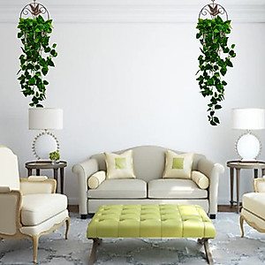 2 Pack Artificial Hanging Vine, 2 Basket Faux Vines Ivy Leaves Outdoor Fake Hanging Plants Luxuriant Wall Hang Garland for Porch Patio Balcony Basket Garden Party