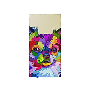 DOMIKING Colorful Chihuahua Dog Print Soft Hand Towels for Bathroom Decorative Guest Towels fingertip Towels for Hotel Spa Gym,16 x 30 inches