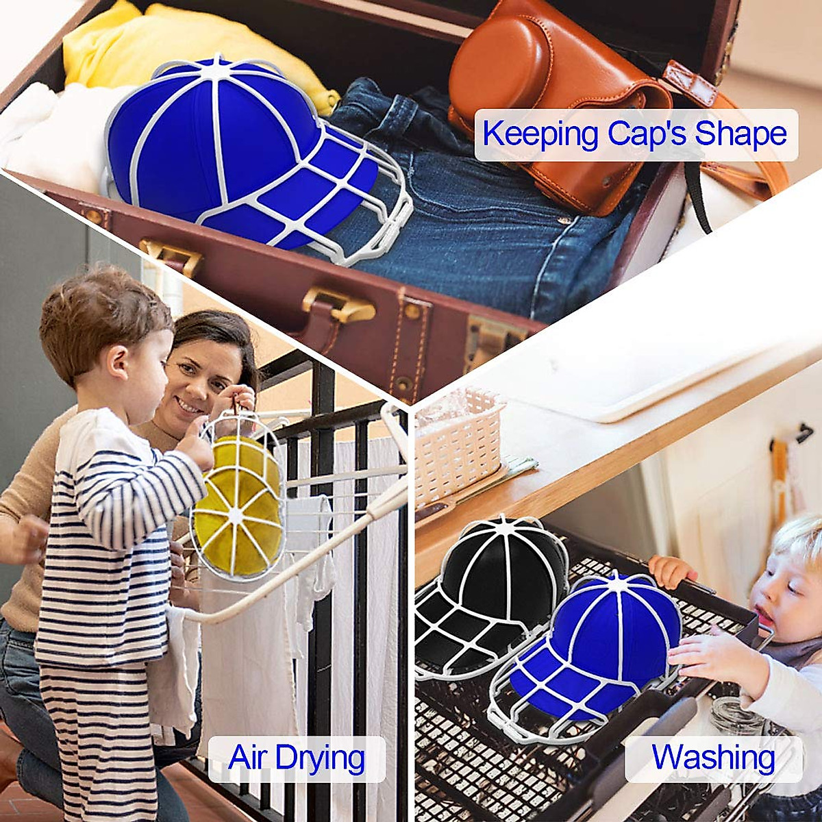 YEENOR Hat Washer, Cap Washer 3 Pack, Baseball Cap Washers,Baseball Hat Cleaner/Cleaning Protector,Ball Cap Washing Frame Cage Hat Washing Holder