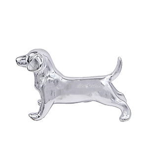 Nayothecorgi Beagle Dog Statue - Metallic Silver Standing Ceramic Dog Statue - Decorative Dog Sculpture for Garden or Home Décor - Beagle Dog Outdoor Statue - (11.5” x 7.0” x 4.5”)