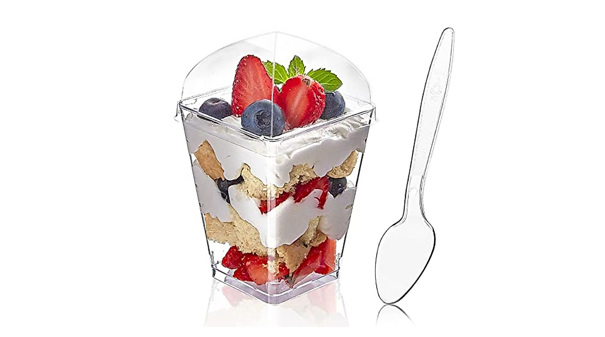 Zezzxu 50 Pack Mini Dessert Cups with Lids & Spoons