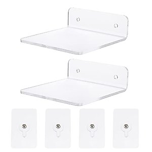 Zerodeko 1 Set of Transparent Home Storage Racks Acrylic Floating Bookshelves Acrylic Wall Hanging Racks Acrylic Ledge Shelf Sundries Racks for Home and Office