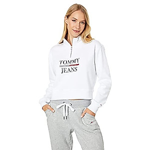 Tommy Hilfiger Women's Fleece 1/4 Zip Pullover Sweatshirt, Bright White