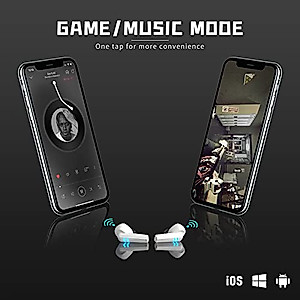 NEOQOQO Wireless Earbuds, Bluetooth 5.1 Headphones Gaming Earphones 45ms Low-Latency with Charging Case, IPX5 Waterproof Earbuds Noise Cancelling Microphone Specially Designed for Gaming