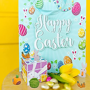 16 Pcs Cute Mini Animal Figurines Miniature, SPWOLFRT Easter Bunny Ornament Easter Rabbit Micro Fairy Garden Décor for Moss Landscape DIY Terrarium Craft Accessories Home Outdoor Indoor (Bunny family)