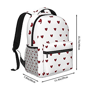 QZLAN Coquette Aesthetic Backpack for School Teen Girls Schoolbag Women Red Heart Downtown