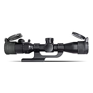 Monstrum 3-9x32 AO Rifle Scope with Illuminated Range Finder Reticle and Parallax Adjustment | ZR250 H-Series Offset Scope Mount | Monstrum Flip Up Lens Cover Set | Bundle