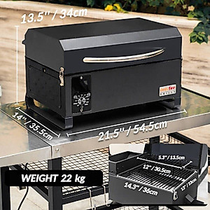 Onlyfire Wood Pellet Grill and Smoker with Auto Temperature Control, LED Screen, Meat Probe & 2 Tiers Cooking Area, Portable Outdoor BBQ Grilling Stove for RV Camping Tailgating Cooking, Black