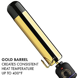 HOT TOOLS Pro Signature Flipperless Gold Curling Wand, 1-1/2", Black/Gold