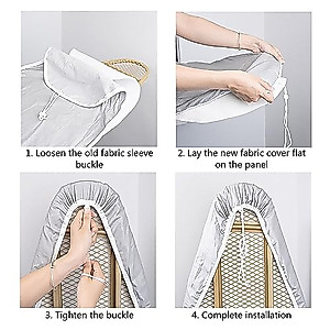 KAnduo Cotton Ironing Board Covers 92X33CM 97X33CM 110X35CM 122X38CM Small/Large, Iron Board Covers for Steam Irons, Ironing Board Cover and Pad Easy to Fit (Color : B, Size : 122X38CM(48x15inch))