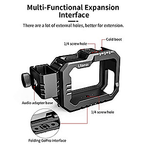 Vlog Housing Cage for Gopro 9/10/11, ULANZI G9-14 Upraged Aluminum Video Case Metal Frame, Cold Shoe Mount for Mic Light, Detachable Audio Adapter Vlogger Accessory for Gopro Hero 9/10/11 Black